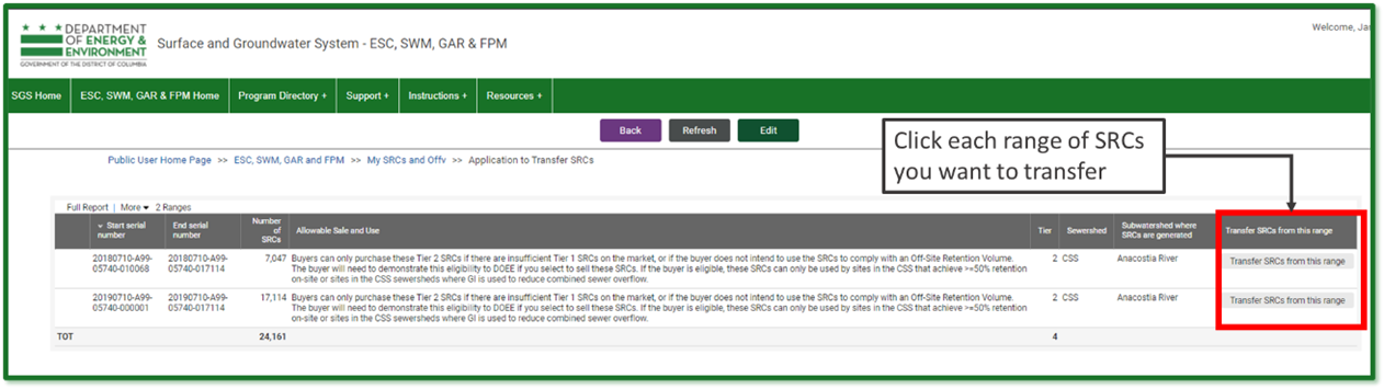 TransferSRCsGuide - Stormwater in District of Columbia