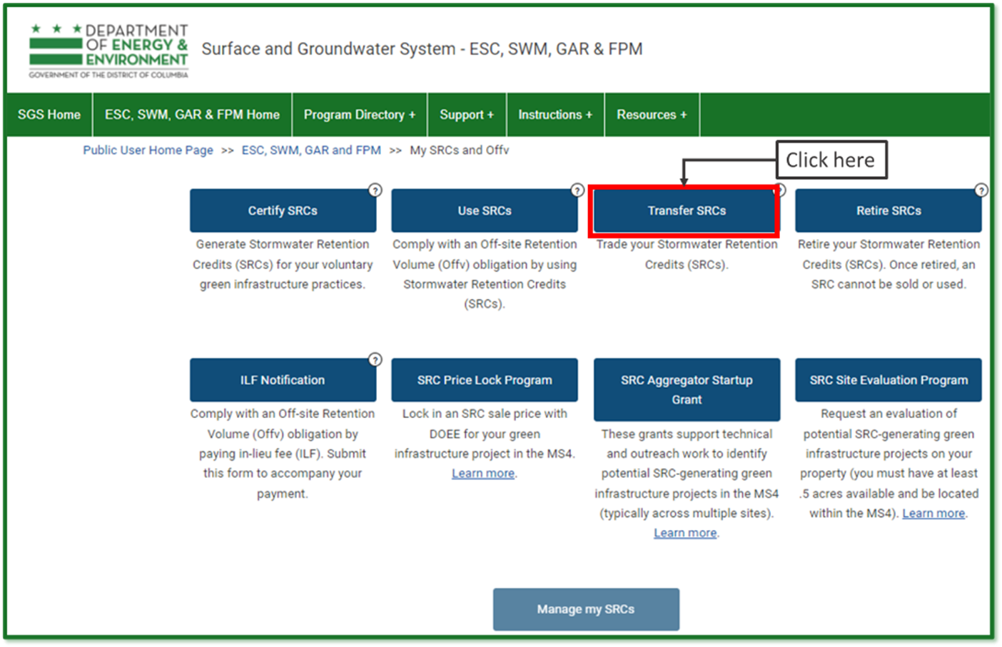 TransferSRCsGuide - Stormwater in District of Columbia